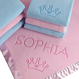 Custom Catch Personalized Princess Baby Blanket for Girl - Newborn or Infant Name Gift - Pink or Blue (1 Text Line)