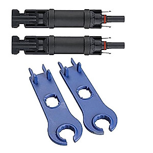 NUZAMAS Set of 2 Inline Built-in diode Connector 15 Amp Male to Female for Solar Panel Connection and 2 of Wrench Spanner Wiring Tool