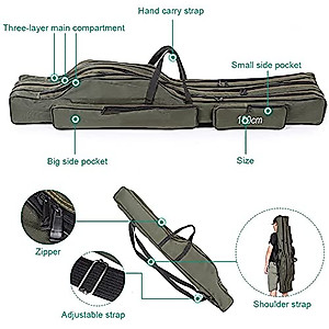 doorslay Fishing Rod Carrier Canvas Fishing Pole Tools Storage Bag Travel Carry Case Bag, Portable Folding, Durable Canvas
