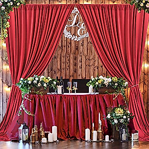 10 ft x 10 ft Wrinkle Free Red Backdrop Curtain Panels, Polyester Photography Backdrop Drapes, Wedding Party Home Decoration Supplies