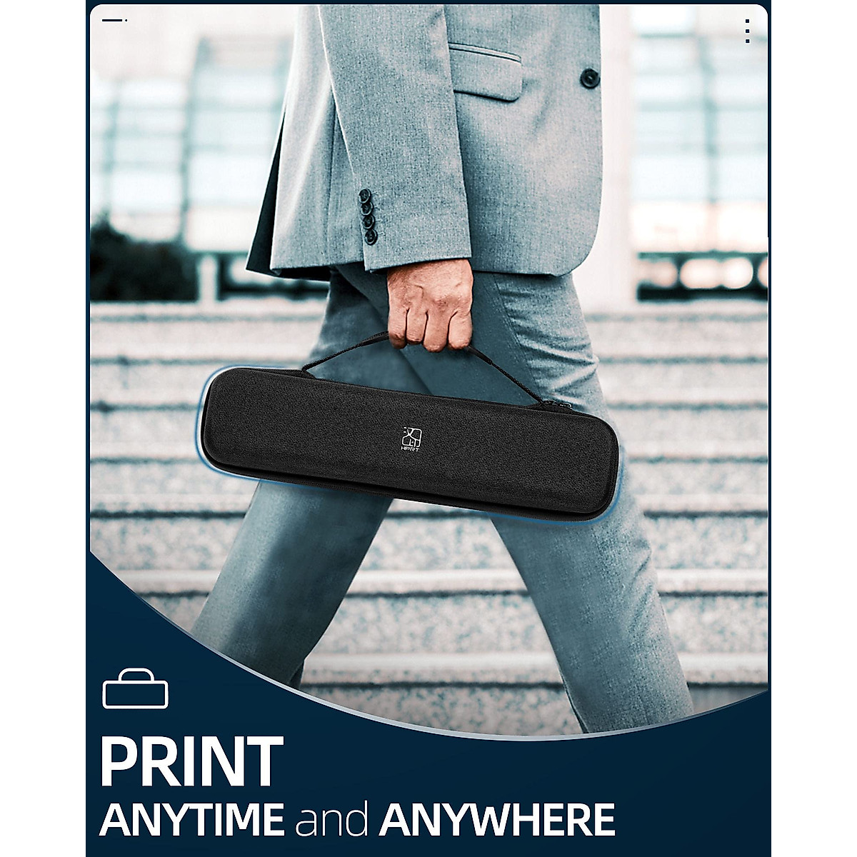 HPRT Hard EVA Storage Case MT800 MT800Q Mobile A4 Thermal Printer, Portable Printer Carry Case, Black Compact and Lightweight, Waterproof and Shock Proof