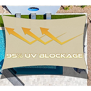 Windscreen4less 8' x 12' Sun Shade Sail Rectangle Outdoor Canopy Cover UV Block for Backyard Porch Pergola Deck Garden Patio (Beige)