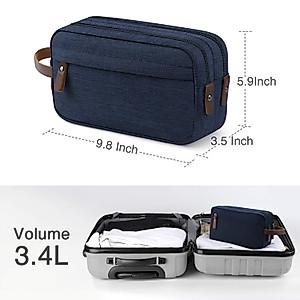 TOUPONS Men's Travel Toiletry Organizer Bag Dopp Kit, Bathroom Bags (Blue Water-resistant)