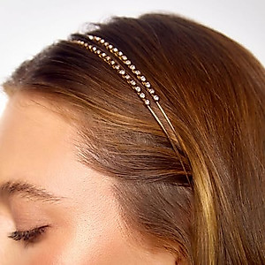 Kitsch Gold Crown Rhinestone Headband - Double Metal Headbands for Bridal Hair Accessories - Headbands for Women - Headbands for Girls - Jewelry - Gold Accessories - Wedding Headband
