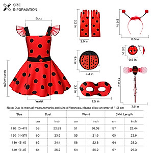 Ladybug Dress Costume for Girls with Polka Dots Tutu Dress Halloween Birthday Dress Up Pretend Play for Kids 3-8 (7-8)