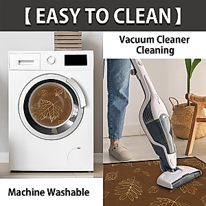 PuseTaer Fall Autumn Brown Maple Half Round Door mat Non-Slip Soft Half Circle Area Rug Washable Durable Decor Half Moon Hearth Rugs for Floor Indoor Living Room Bedroom Kitchen Fireplace Rug