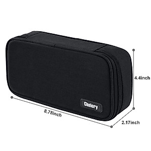 Chelory Big Capacity Pencil Case Large Pencil Bag Pouch Portable Pen Pencil Marker Cases Holder Multi Functional Office Stationery Storage Organizer Supplies Makeup Bag Men Women, Black