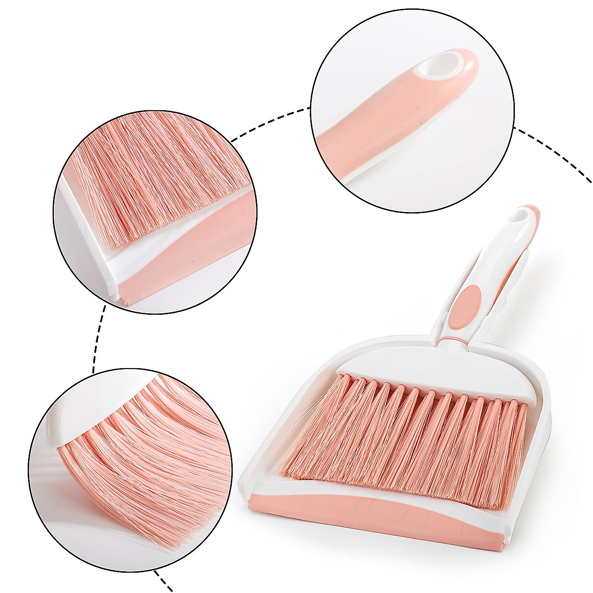 Frcctre 3 Pack Small Dustpan and Brush Set, Multipurpose Small Hand Broom and Dustpan Set, Plastic Whisk Broom and Dustpan Cleaning Sweep Tools for Desk Car Keyboard Countertop Home Kitchen