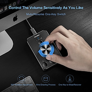 Vaydeer Volume Control Knob with One-Click Mute Function and 3 Volume Control Modes, USB Volume Knob Multimedia Controller for Win 7/8/10/Mac, Gift for Loved Ones