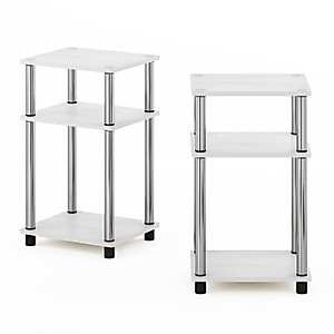 Furinno Turn-N-Tube 5-Tier Corner Square Rack Display Shelf, Round, Espresso/Black & Just 3-Tier Turn-N-Tube End Table/Side Table/Night Stand/Bedside Table, 2-Pack, Americano/Black