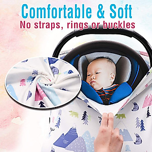GFU Baby Car Seat Cover for Baby Boys and Girls, Carseat Canopy for Infant, Multi- use Nursing Covers, Stretchy Baby Car Seat Cover for Stroller/High Chair/Shopping Cart/Car Seat Canopies