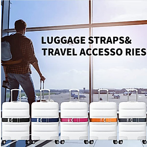 TOOVREN 2-in-1 Travel Belt for Luggage Straps Add a Bag Bungees Luggage Strap Over Handle Suitcases Belt for Carry On Bag Elastic Belt Adjustable Suitcase Strap Airport Travel Accessories Rose