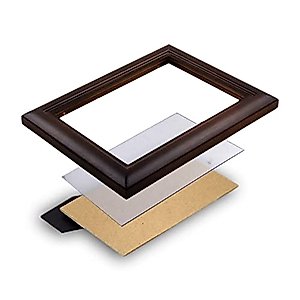 Spiretro 8 x 10 inch Classic Curve Wide Molding, Natural Solid Wood Picture Frame with Plexiglass, Vertical and Horizontal for Tabletop or Wall Mounting Display Photo Frame, Plain Honey Brown