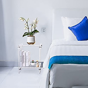 Sumerflos Acrylic Small Frame Side Table/End Table/Easy Assembly, Nightstand for Living Room Bedroom Home Decor- Clear