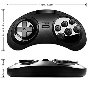 SENHAI Controller Kit for Sega Genesis, 2 Pack 6-Button Controller for Classic Sega Genesis and a 6 Feet Standard AV Cable RCA Connection Cord for Sega Genesis 2 & 3