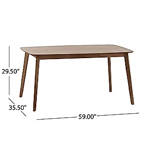 Christopher Knight Home Lucious 60" Rectangular Dining Set, 5-Pcs Set, Natural Walnut / Light Beige
