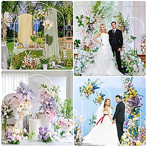 Fomcet Wedding Arch Backdrop Stand Set of 3 White Metal Arched Backdrop Stand 7.2FT & 6.6FT & 6FT Balloon Arch Frame for Wedding Ceremony Birthday Party Baby Shower Anniversary Decoration