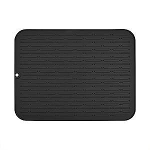 Dish Drying Mat for Kitchen, Slip Resistant Silicone Quick Dry Pad ,Heat Resistant Waterproof Dishwashing Rack,Kitchen Accessories (16" x 12")