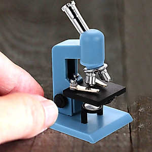 Zerodeko 1:12 Scale Dollhouse Microscope, Realistic Miniature Microscope Model, Fake Biological Microscopes for Dollhouse DIY Micro Landscape Ornament
