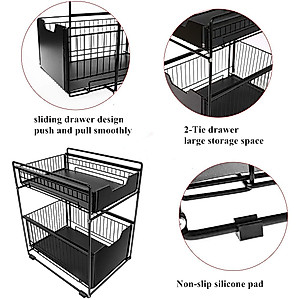 KirinRen Stackable 2-Tie Under Sink Cabinets Organizer With Sliding Storage Drawer, Pull Out Cabinets Organizer Shelf, Sliding Basket Organizer Drawer For Kitchen, Bathroom, Office (white)