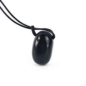 Karelian Heritage Shungite Drop Minimalist Pendant | Natural Amulet Black Crystal Pendant Elegant Jewelry | Defender Shield Protection Necklace Stone | Chakra Healing Crystal Necklace Meditation PE02