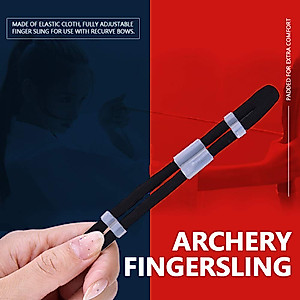 Archery Finger Sling Recurve Bow Fingerling, Adjustable Trainer Clicker Tabs Soft Elastic Cloth Extra Comfortable Padded Wear Resistant for Outdoor Recurve Bow Hunting Shooting Accessory(G-Schwarz)