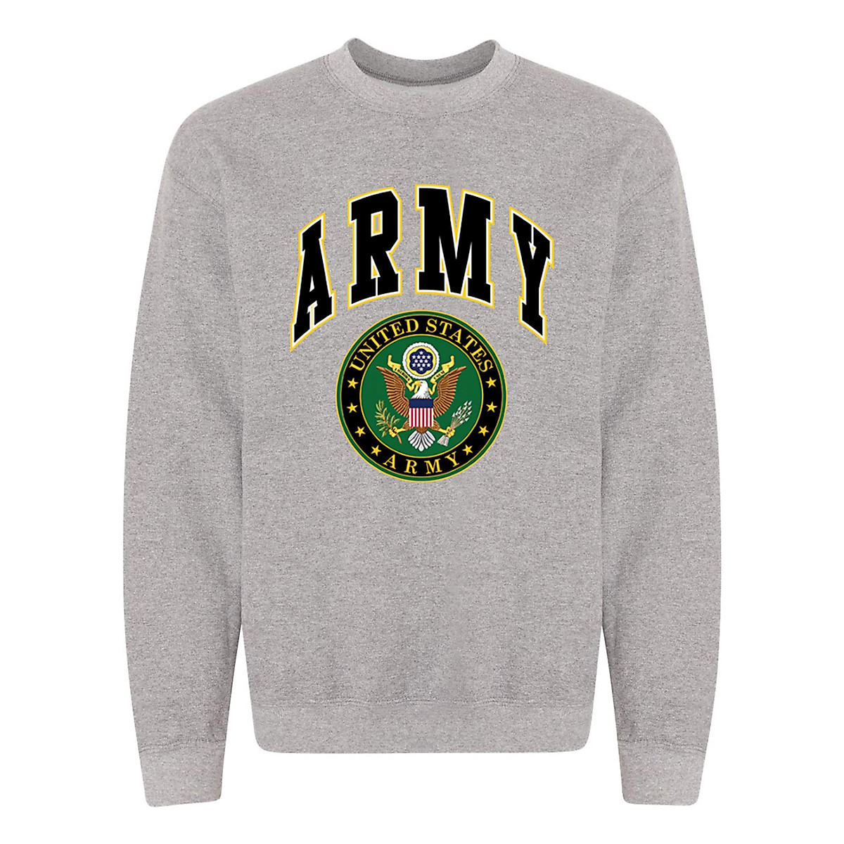 US Army Crew Neck Sweatshirt Army Logo Crest Patriotic, Gray, L, Gray, L