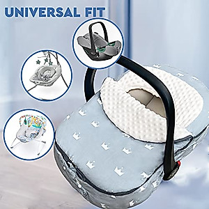 ATOROBROS Baby Car Seat Cover Winter, Winter Resistant Baby Stroller and Car Seat Cover for Newborn & Infant to Keep Baby Warm, Super Soft Cotton and Fleece, Grey