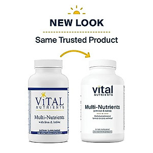 Vital Nutrients - Multi-Nutrients with Iron and Iodine - Comprehensive Multi-Vitamin/Mineral Formula Containing Iron and Iodine - 180 Vegetarian Capsules per Bottle