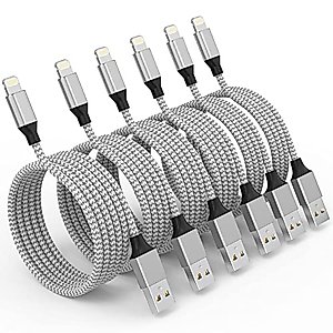 [Apple MFi Certified] 6Pack[3/3/6.1/6.1/6.1/10FT] iPhone Charger Lightning Cable Compatible iPhone 14Pro/14/13Pro/13/12Pro/12/11Pro/11/XS and More(Silver)