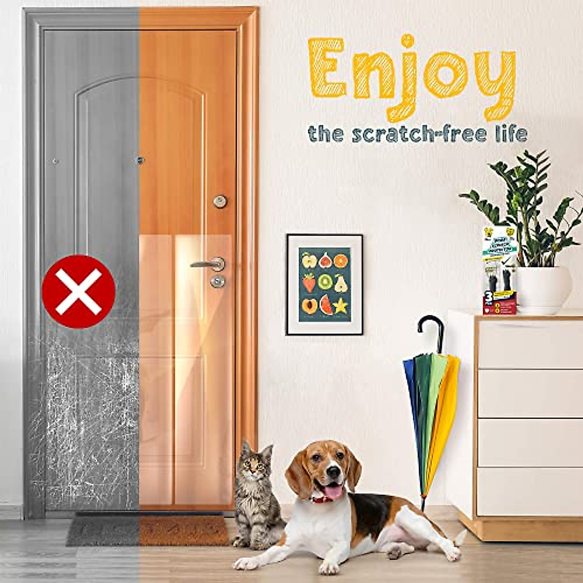 Panther Armor 3-Pack Door Protector from Dog Scratching - 3 x 40" x 8.2" Cat Scratch Door Frame Protector Anti Dog Scratch - Door Guard for Dogs Clear