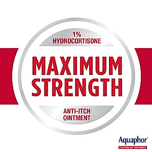 Aquaphor Itch Relief Ointment, Maximum Strength 1% Hydrocortisone, Relieves Itch from Skin Irritation, Insect Bites, Psoriasis, Skin Rashes, Eczema, & Poison Ivy, 2 oz