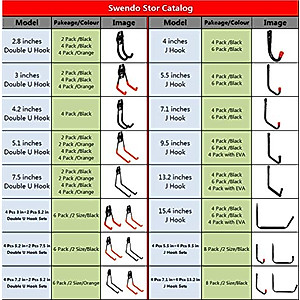 Yisunnan Heavy Duty Giant Garage Storage Hook Wall Mounted Utility Hanging Rack for Surfboard,Ladder,Kayak (6 Pcs Black 10" J Hook)