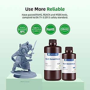 ANYCUBIC 3D Printer Resin with Low Odor and Safety, 405nm UV Plant-Based Rapid Resin with High Precision and Quick Curing for LCD 3D Printing (Grey, 500g)