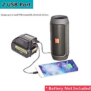 Qjin USB Charger for Dewalt 10.8V - 20V Battery, Power Tool Battery Charger Adapter (Battery Not Included)