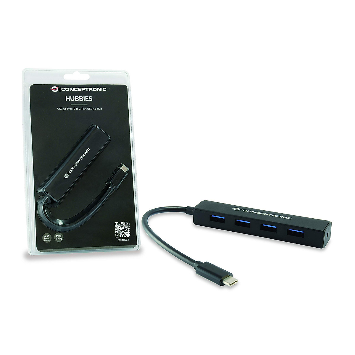 Conceptronic CTC4USB3 USB 3.1 (3.1 Gen 2) Type-C 5000 Mbit/s Hub (USB 3.1 Gen 2) Type-C, USB 3.0 (3.1 Gen 1) Type-A, 5000 Mbit/s, 0.15 m, China, USB