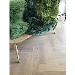 HUAHOO Premium Genuine Sheepskin Rug Green Real Australia Sheepskin Natural Luxury Fluffy Lambskin Fur Area Rug Seat Covers for Kids Bedroom Sofa Chair Cover Double Pelt/2' x 3' Cypress Green