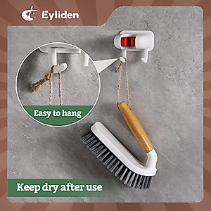 Eyliden Scrub Brush, 2 Pack Heavy-Duty Stiff Bristles Cleaning Brush, Natural Bamboo Handle, Multi Purpose Scrub Brushes for Bathroom Floor Tub Shower Kitchen Sink Carpet & Other Surface, Grey+White