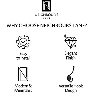 Neighbours Lane 10 Pack Dual Coat Hooks Wall Mounted with Screws Double Hooks Utility Black No Rust Hooks for Coat, Scarf, Bag, Towel, Key, Cap, Cup, Hat, Black Finish Medium