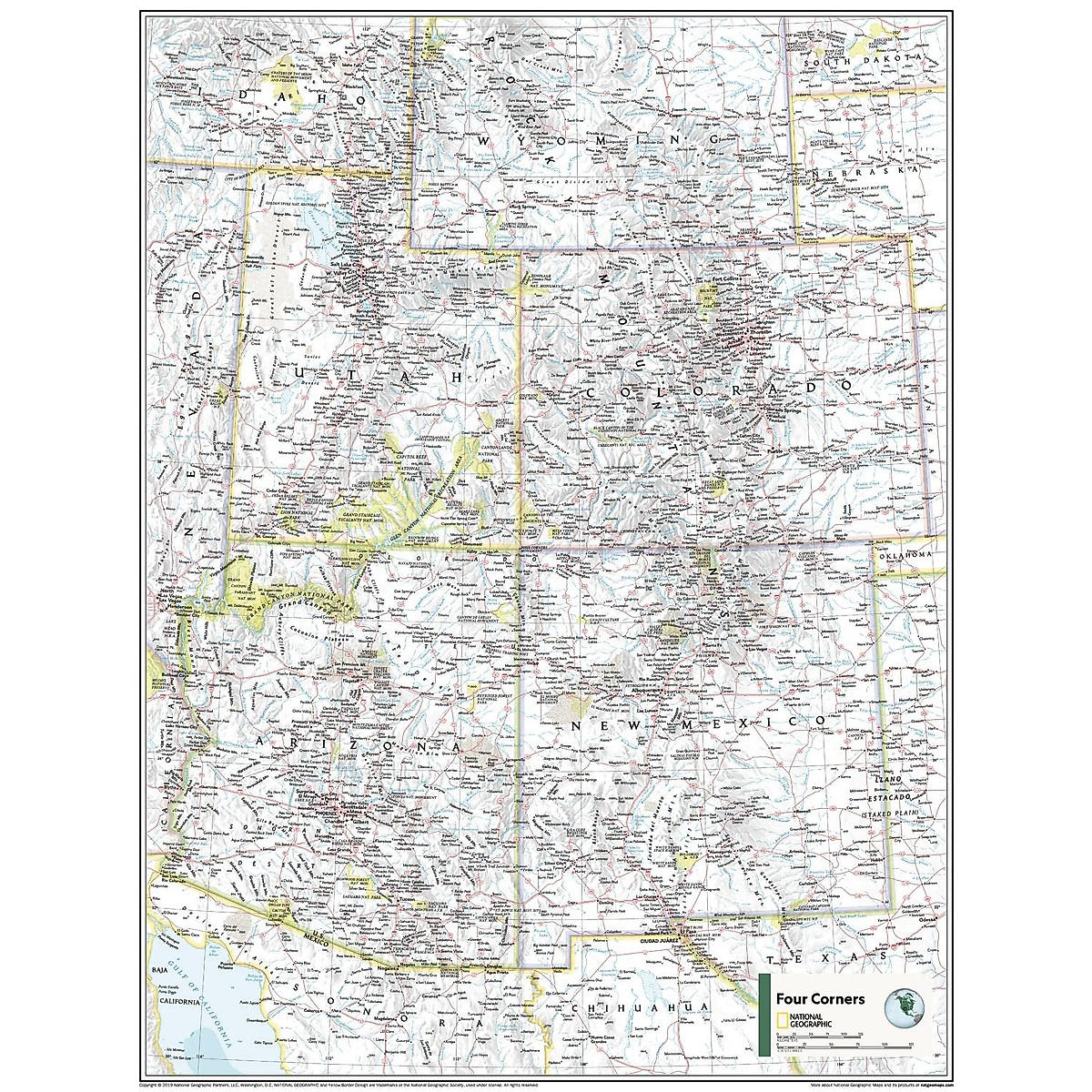 National Geographic Maps: Four Corners U.S.A Wall Map - 31 x 24 inches