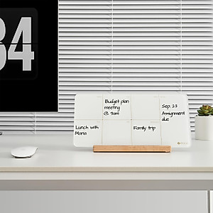 Desktop Glass Weekly Planner Whiteboard with Detachable Wood Stand,Small Portable Dry Erase Calendar to Do List White Board 12x6" for Office, Home, Schools, Marker&Eraser Included, Yeoux