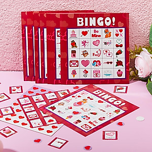 JOYIN Valentines Day Bingo Game Cards (5x5) – 28 Players for Kids Party Card Games, School Classroom Games, Love Party Supplies, Family Entertainment Activities