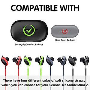Woocon for Bose QuietComfort Eaebuds Strap, Soft Silicone Sports Anti Lost Strap Lanyard Special Anti-slip Texture Design Accessories Compatible with Bose QuietComfort Earbuds Neck Rope Cord(Black)