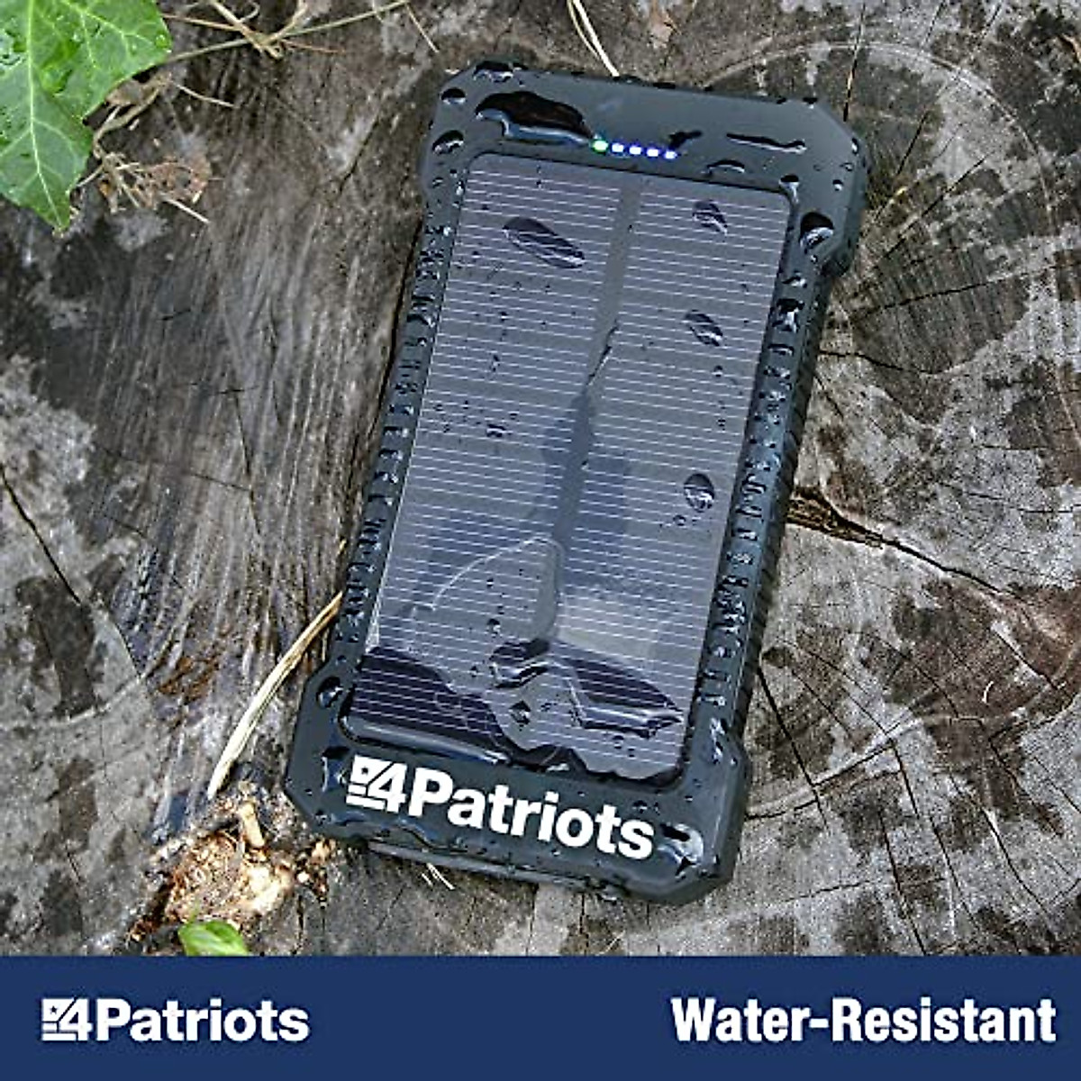 4Patriots Patriot Power Cell: Portable Solar Power Bank, Rechargeable External Battery 2 USB Ports, 8,000 mAh Lithium Polymer Battery, LED Flashlight, Great for Hiking or Emergencies
