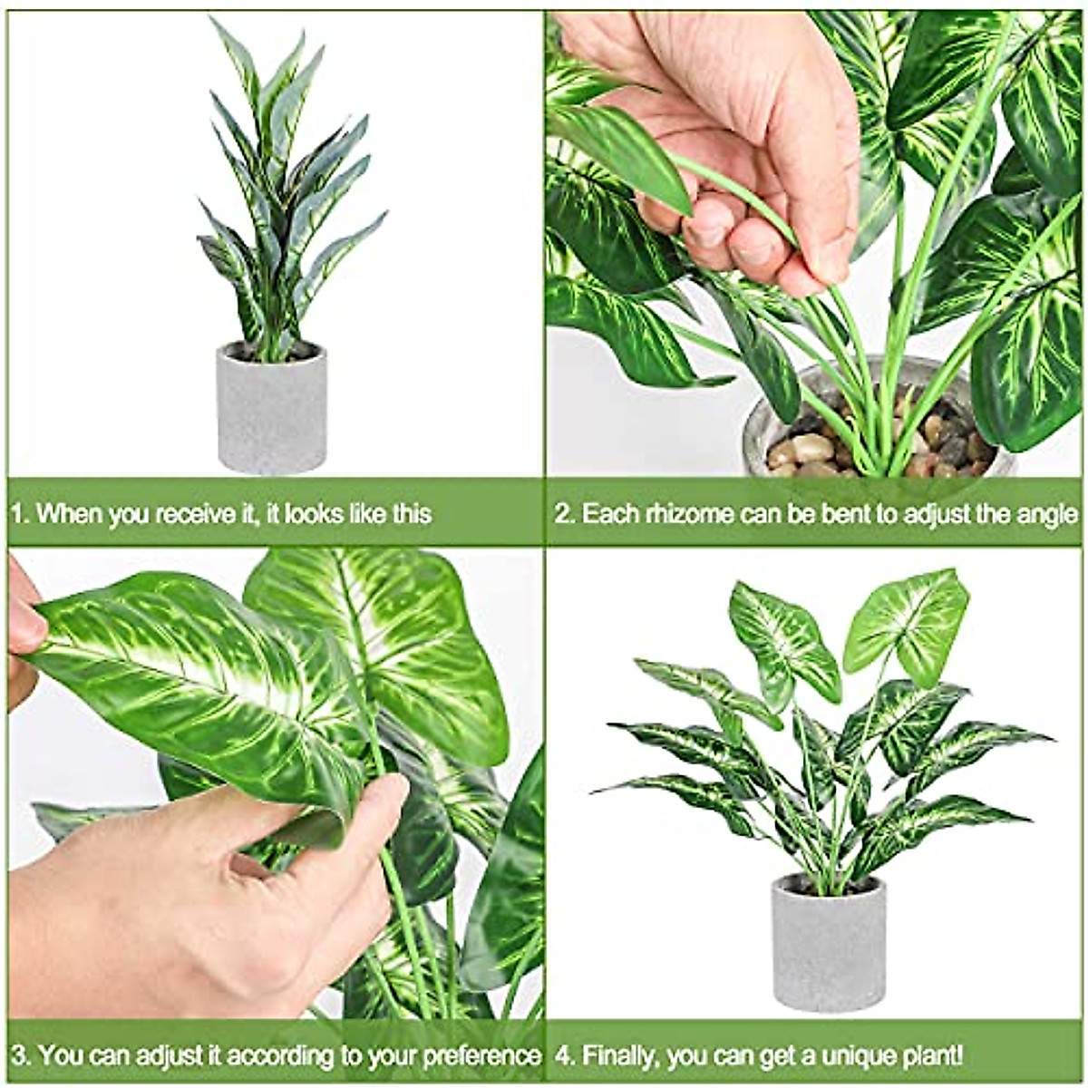 WUKOKU 16" Small Fake Plants Artificial Potted Faux Plants Desk Plant for Home Office Farmhouse Kitchen Shelf Indoor Decor