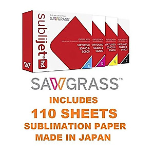 Sawgrass SUBLIJET HD Inks for Virtuoso SG400 & SG800 Printer - Bundle with SUBLIMAX Sublimation Paper Cyan Yellow Magenta Black