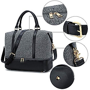 CAMTOP Weekender Travel Bag for Women Ladies Overnight Carry On Tote Duffel Bag with Luggage Sleeve and Shoes Compartment (A-Gray)
