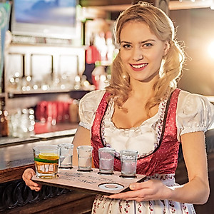 Flight Board Wooden Flight Tray Glass Cup Holder with Salt Rim Glass Cup Serving Tray Bar Serving Trays for Restaurant, Bar, Farmhouse, Party, Family Gathering