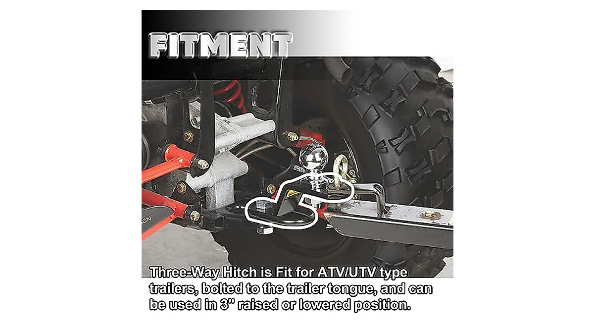 VONLX Three-Way Hitch for ATV/UTV Trailers | Heavy-Duty Steel