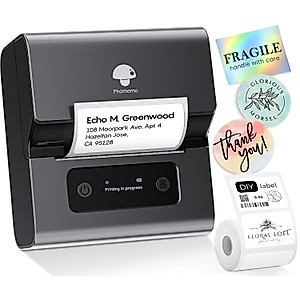Phomemo M221 Label Maker, Newest Upgraded 3 Inch Bluetooth Thermal, Easier & More Stable, for Product, Address, Barcode, Small Business, Portable Label Printer DIY on Phone/PC, Space Gray,+100 Labels